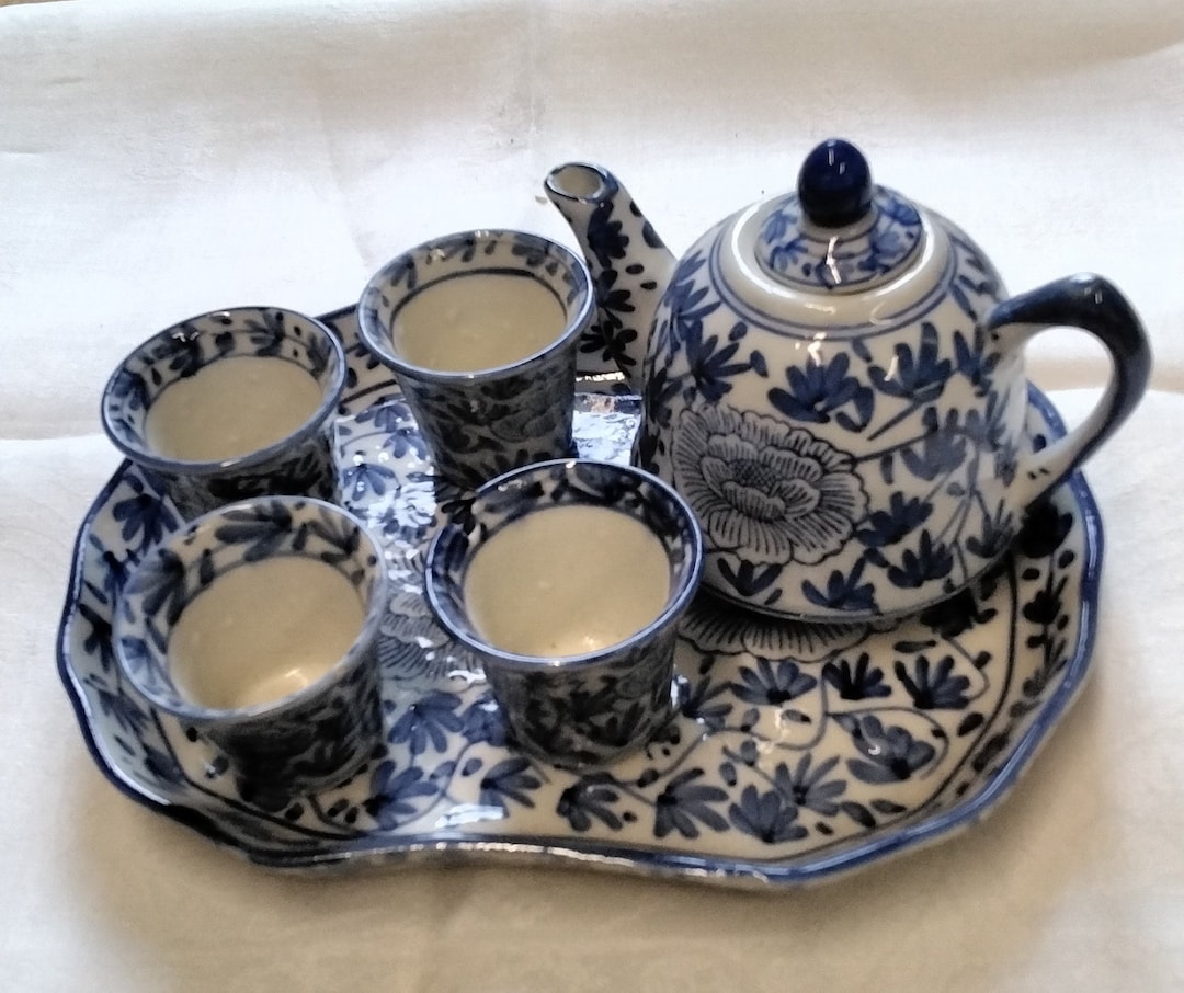 Blue & White Chinese Tea Set - Etsy