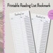Reading Tracker, Printable Bookmarks - Organize, Rate, and Keep Track ...