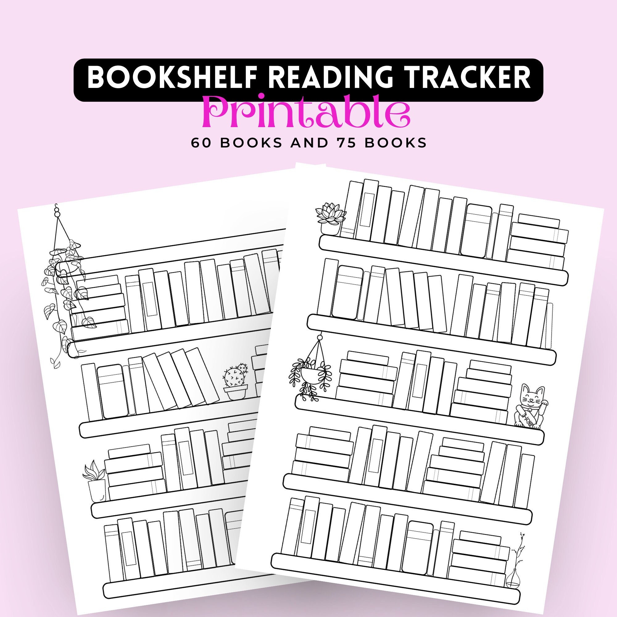 Printable Bookshelf Reading Tracker - Colorable Bookshelf Design - A ...