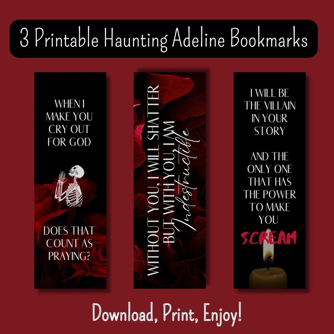 3 Printable Haunting Adeline Bookmarks With Book Quotes. Great - Etsy
