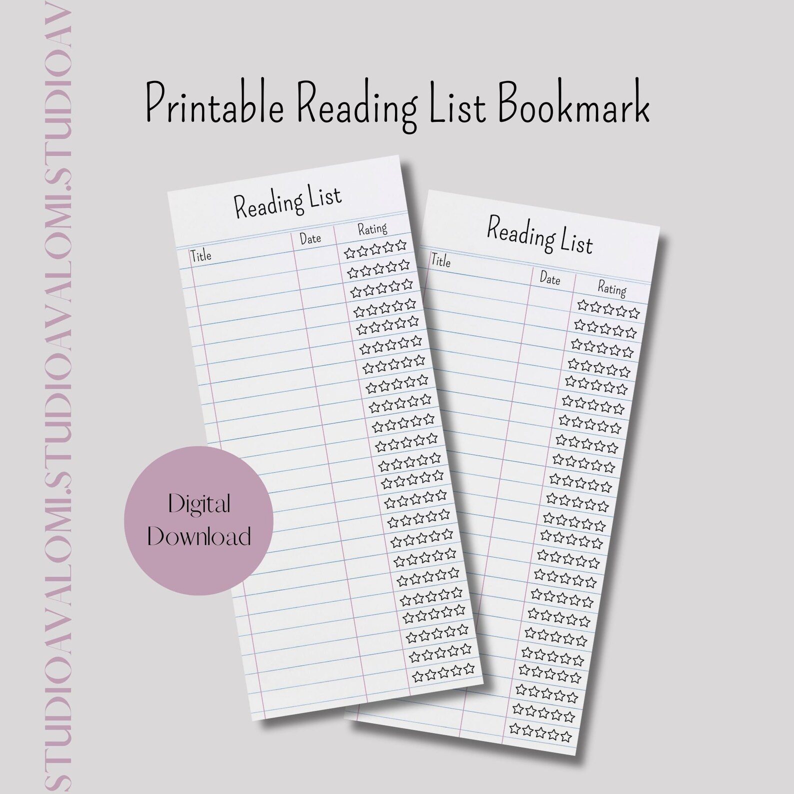 Reading Tracker, Printable Bookmarks - Organize, Rate, and Keep Track ...