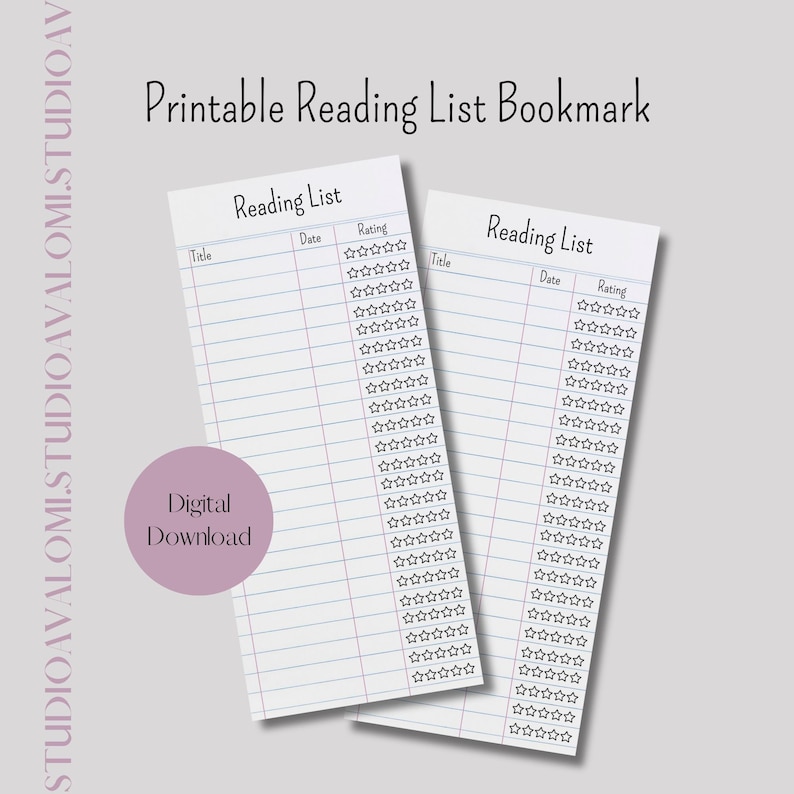 Reading Tracker, Printable Bookmarks - Organize, Rate, and Keep Track ...