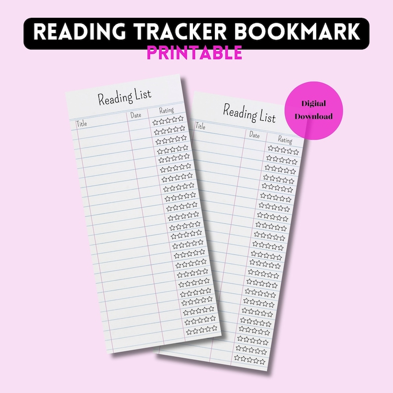 Reading Tracker, Printable Bookmarks - Organize, Rate, and Keep Track ...