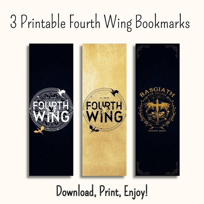 Set of 3 Printable Fourth Wing Bookmarks Unique Bookmarks - Etsy