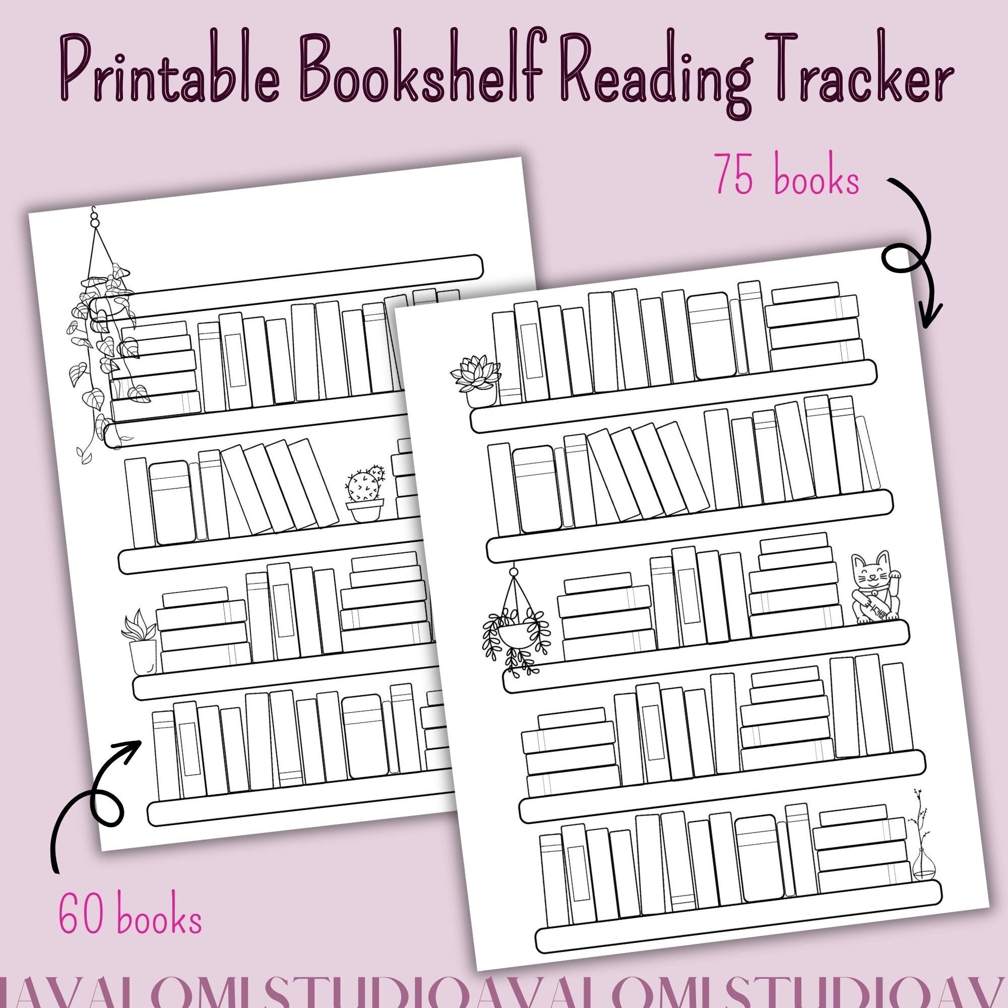 Printable Bookshelf Reading Tracker - Colorable Bookshelf Design - A ...