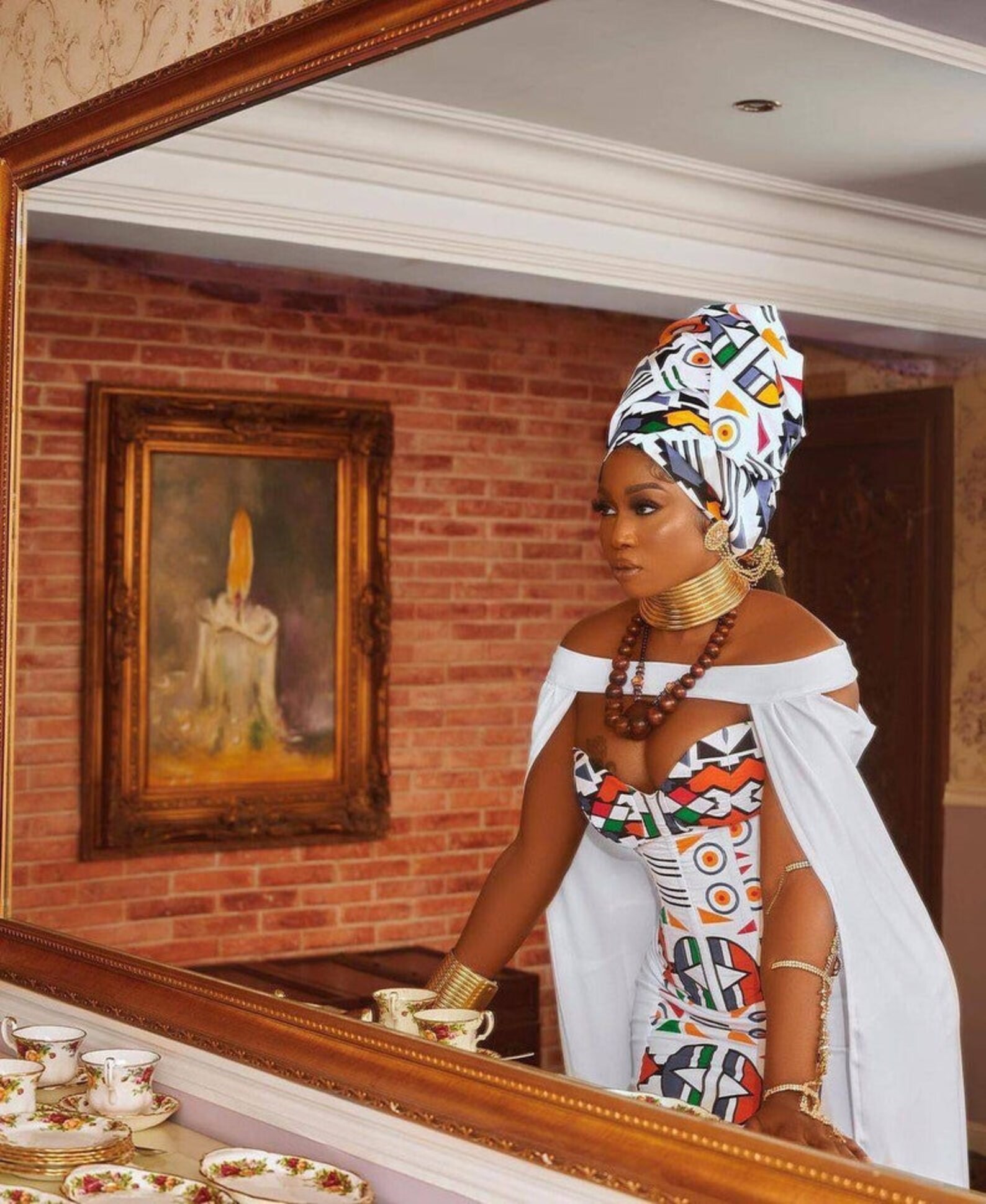 African Print Dress, Ankara Print Cape Dress, African Prom Dresses ...