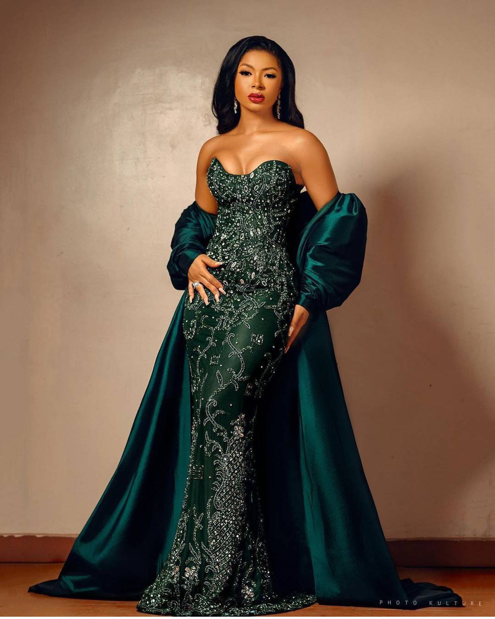 Emerald Green Evening Dress, Formal Bridesmaid Dress, Wedding Guest ...