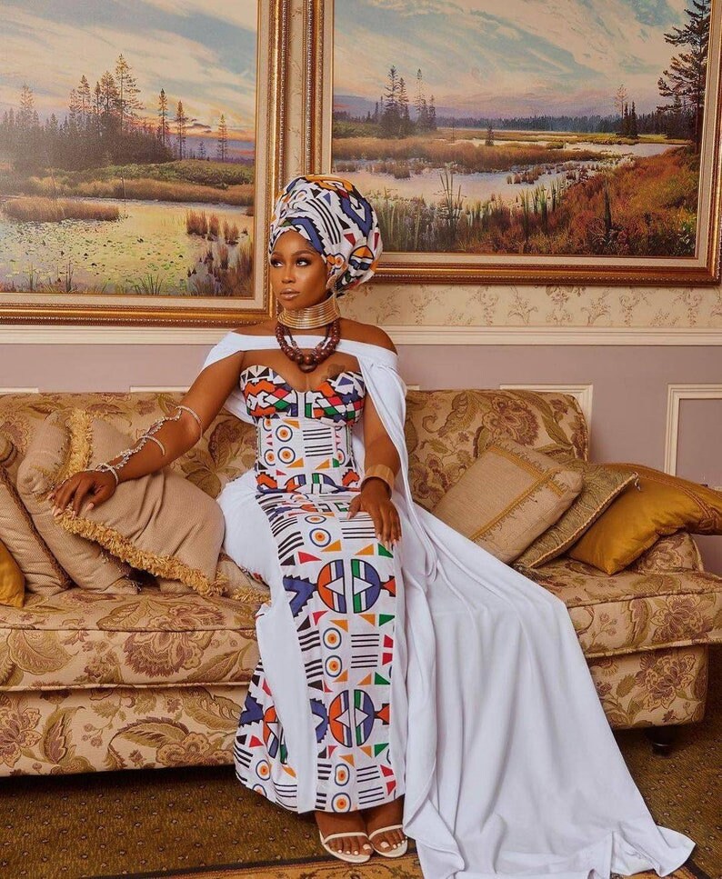 African Print Dress, Ankara Print Cape Dress, African Prom Dresses ...