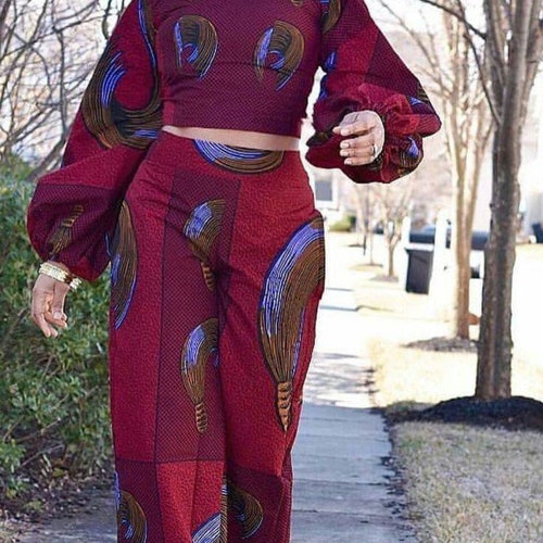 Ankara Two Piece Set African Print Pants Ankara Crop Top And Etsy