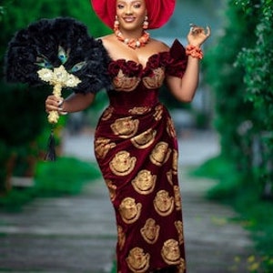 Red Isiagu Dress, Igbo Traditional Attire, Igbankwu Attire, African ...