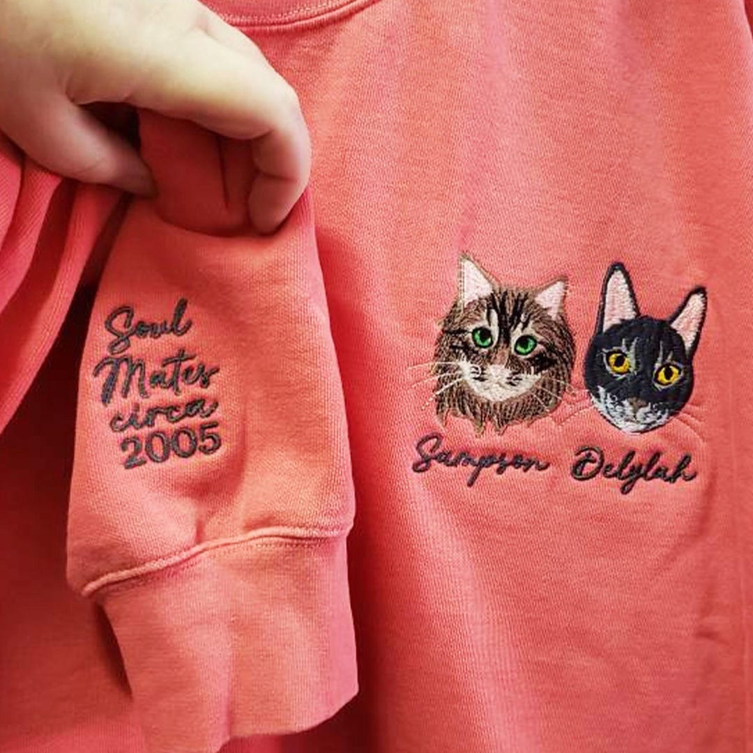 Custom Embroidered Cat Sweatshirt | Personalized Cat Sweatshirt for ...
