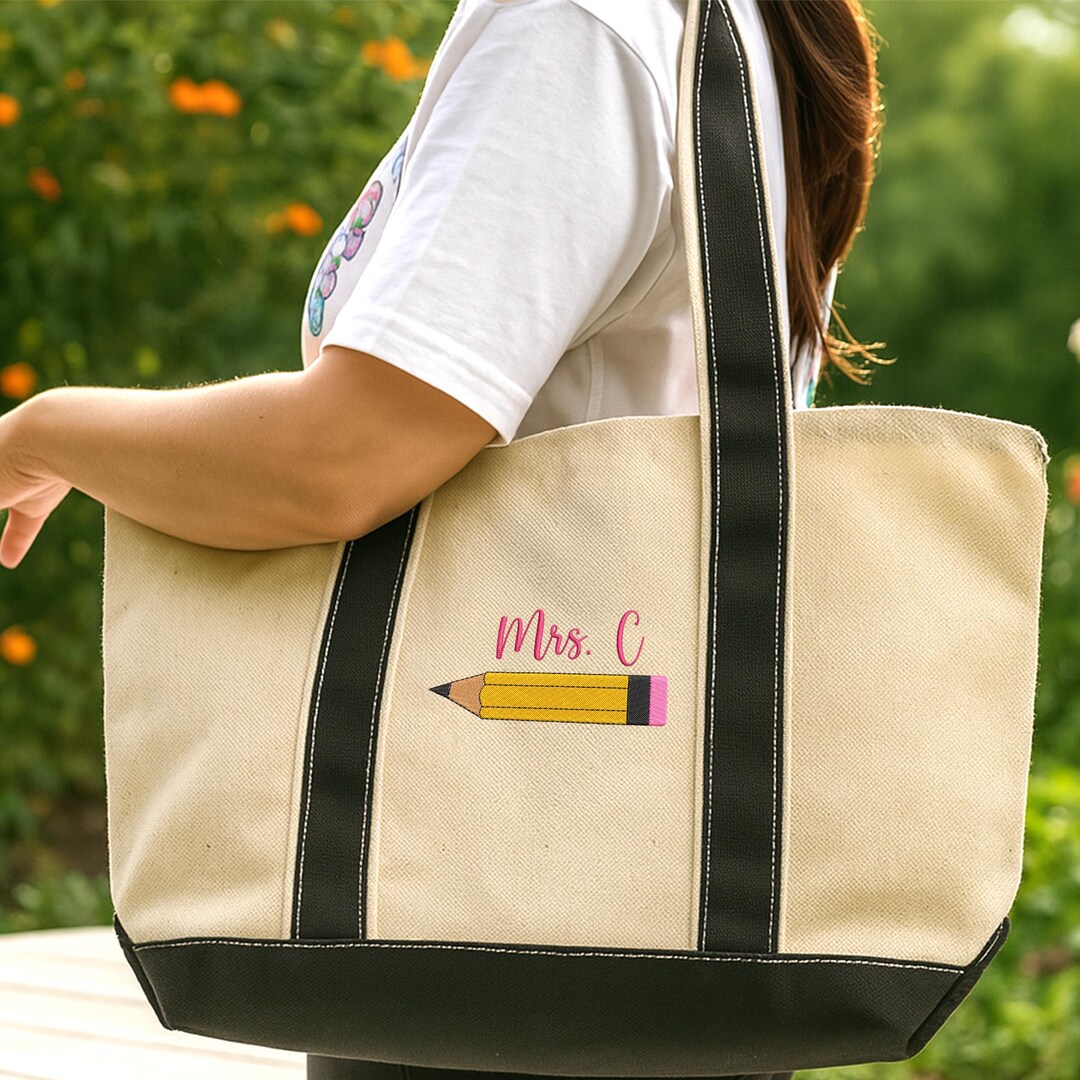 Student Teacher Gift - Embroidered Teacher Pencil Tote Bag ...