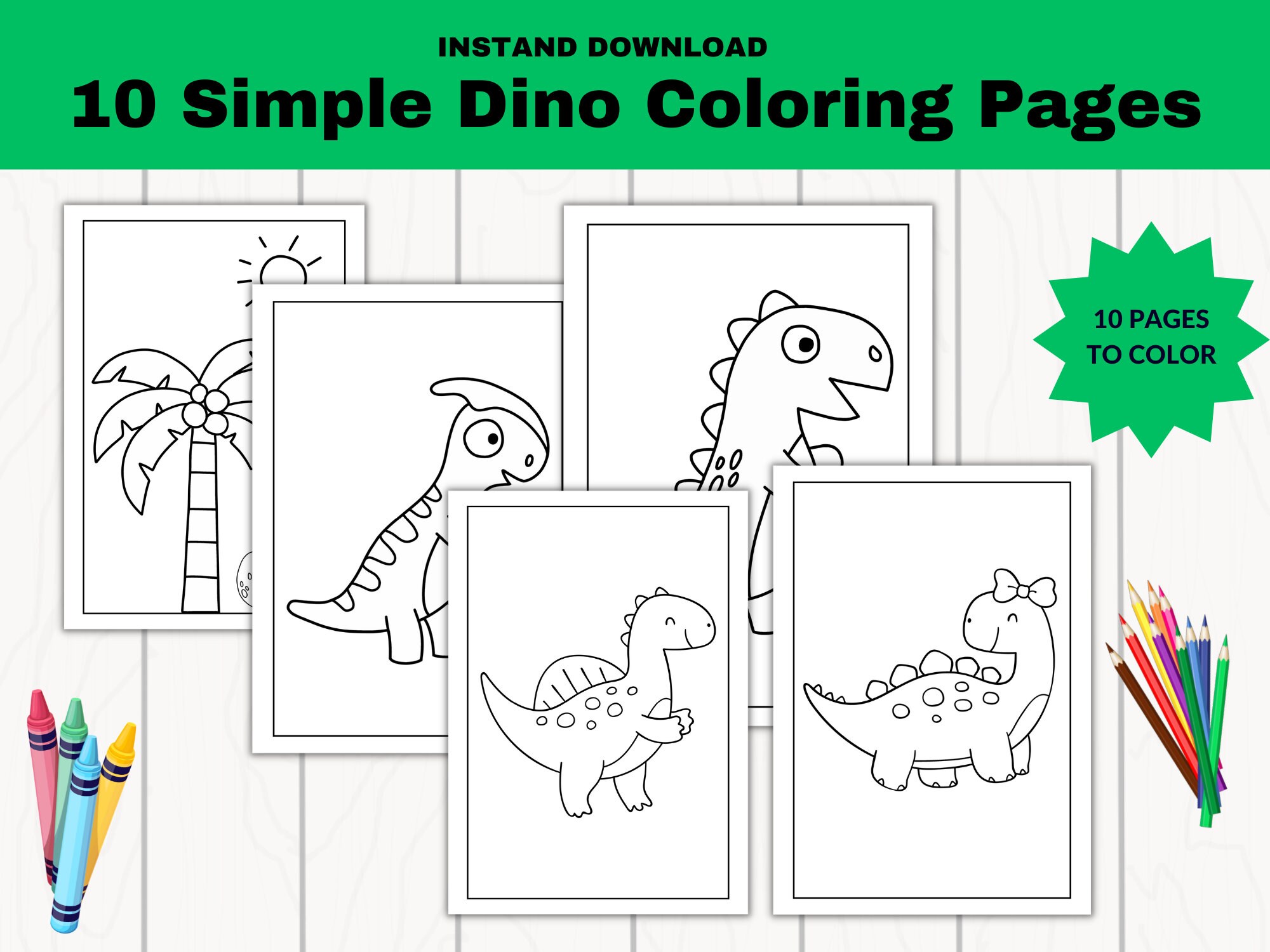 Dinosaur Coloring Pages, Dinosaur Preschool Printables, Cute Baby ...
