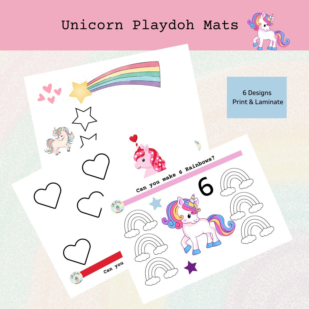 Unicorn Themed Playdough Mats, Preschoolers, Instant PDF - Etsy