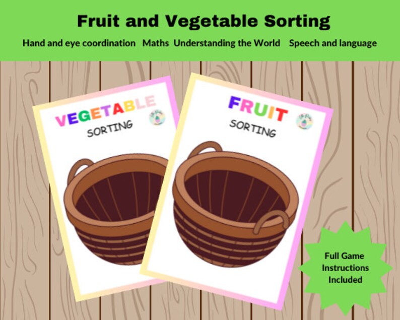 Preschool Curriculum Fruit and Veg Sorting Game, Toddler Activity ...