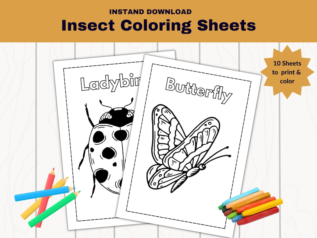 Printable Insect Worksheet, 10 Insect Coloring Pages for Toddlers ...