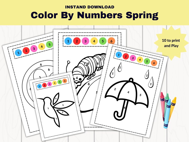 Color by Number Preschool Printable, Spring Themed Coloring Pages for ...
