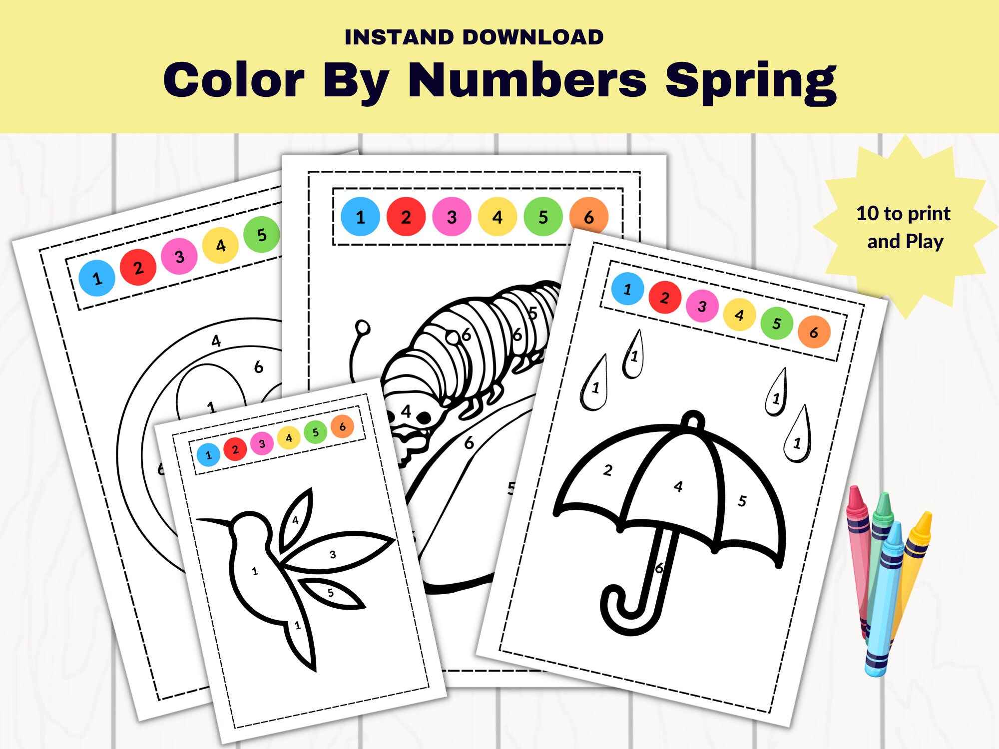 Color by Number Preschool Printable, Spring Themed Coloring Pages for ...