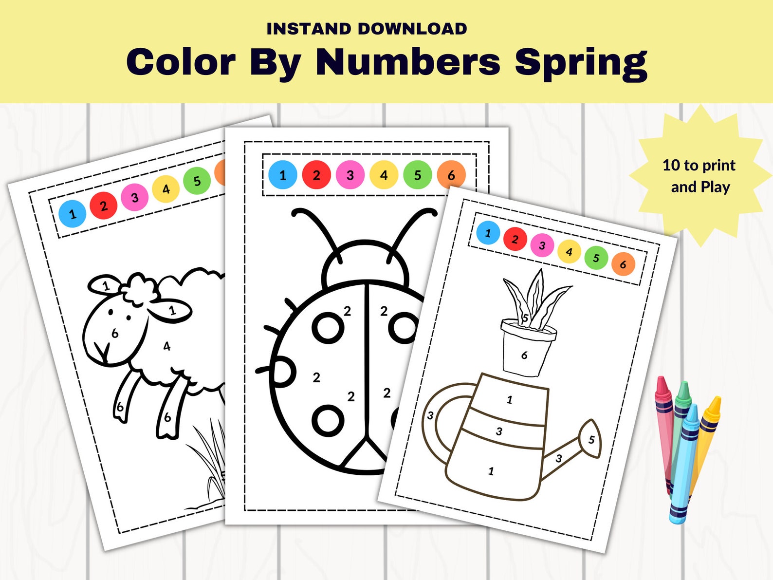 Color by Number Preschool Printable, Spring Themed Coloring Pages for ...