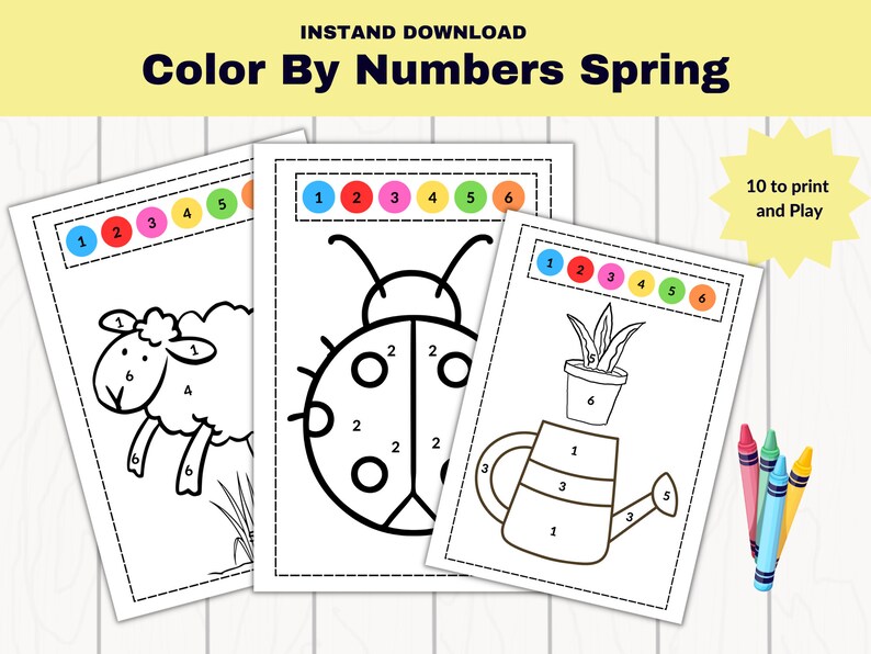 Color by Number Preschool Printable, Spring Themed Coloring Pages for ...