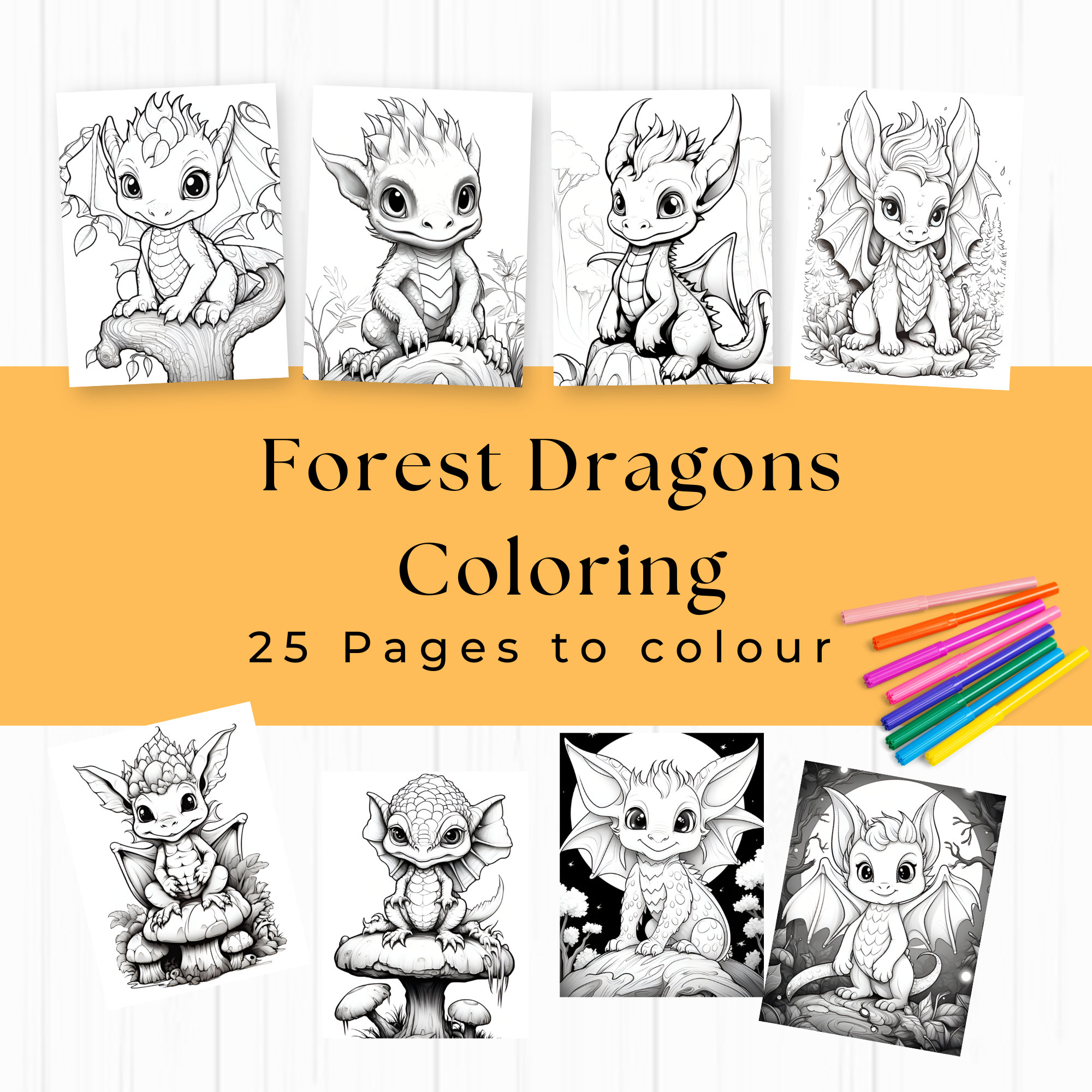 Baby Forest Dragon Fantasy Coloring Pages, Dragon Coloring Book ...