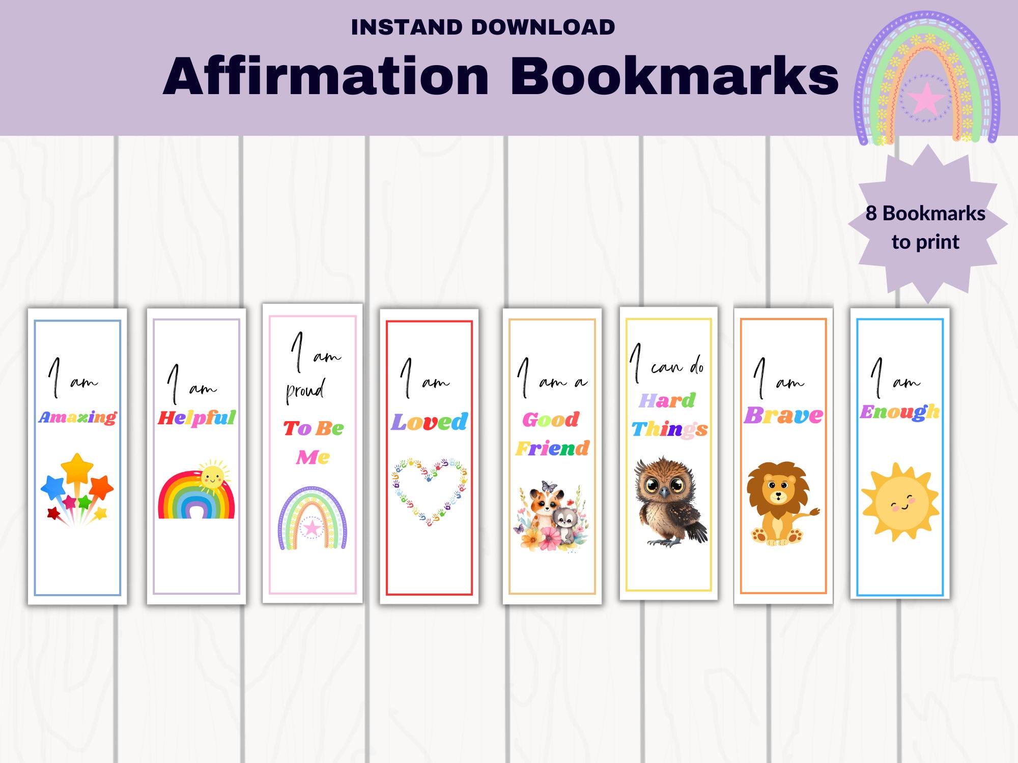 Printable Bookmarks for Kids Positive Affirmations, Children's Reading ...