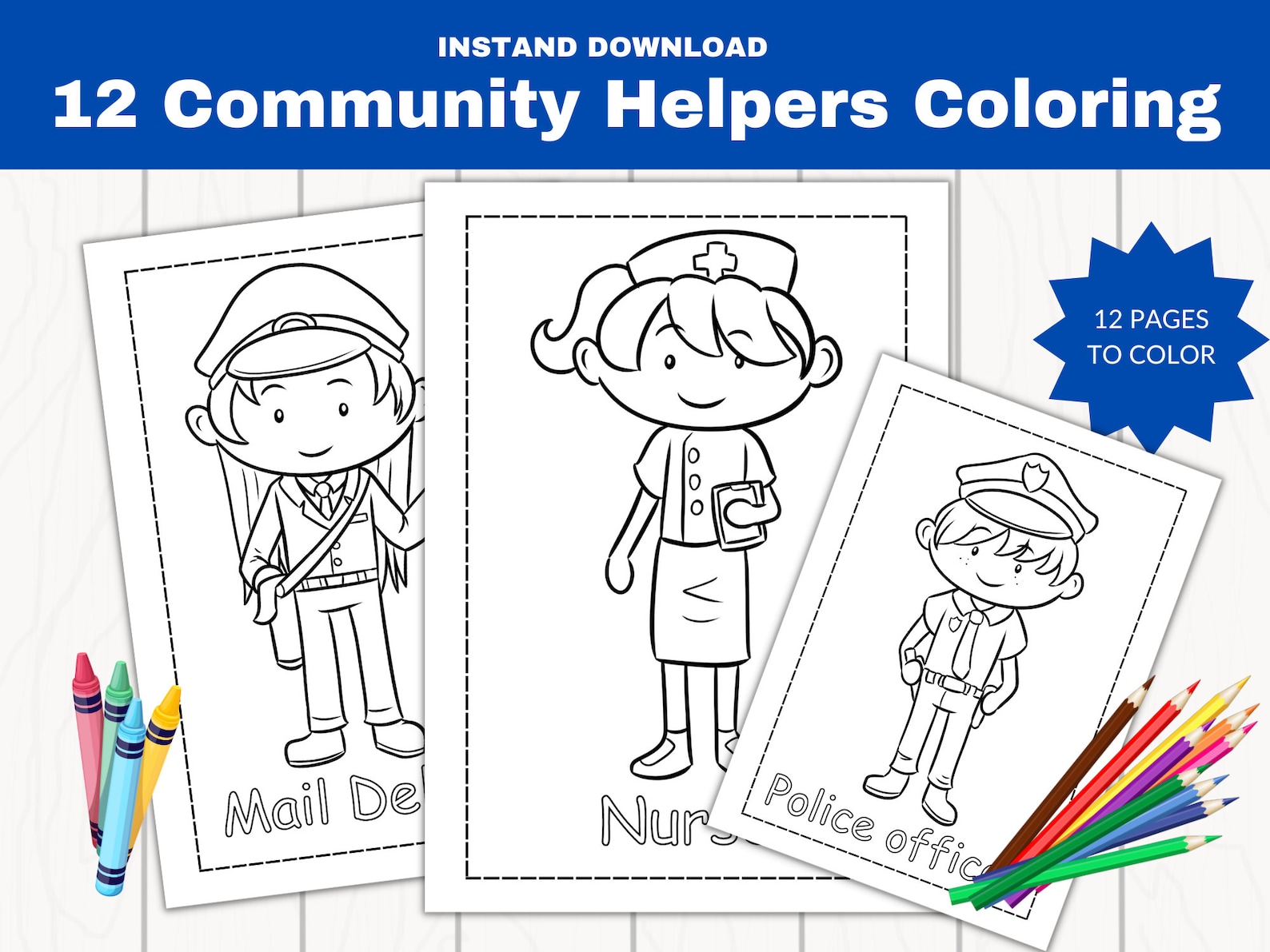 Community Helpers Printable Coloring for Preschoolers and Toddlers ...