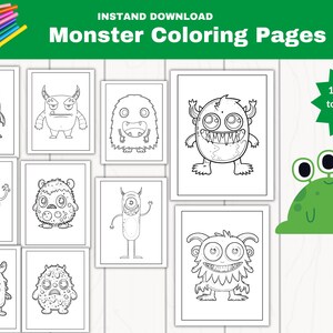 Little Monster Coloring Pages for Kids, Monster Theme Party, Cute ...