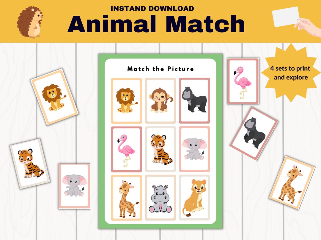 Zoo Preschool Printables, Animal Match Cards, Farm Animals, Sea Animals ...