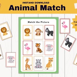 Zoo Preschool Printables, Animal Match Cards, Farm Animals, Sea Animals ...