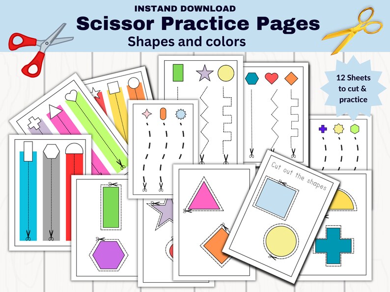 Scissor Practice for Preschool, Fine Motors Skills, Cutting Practice ...