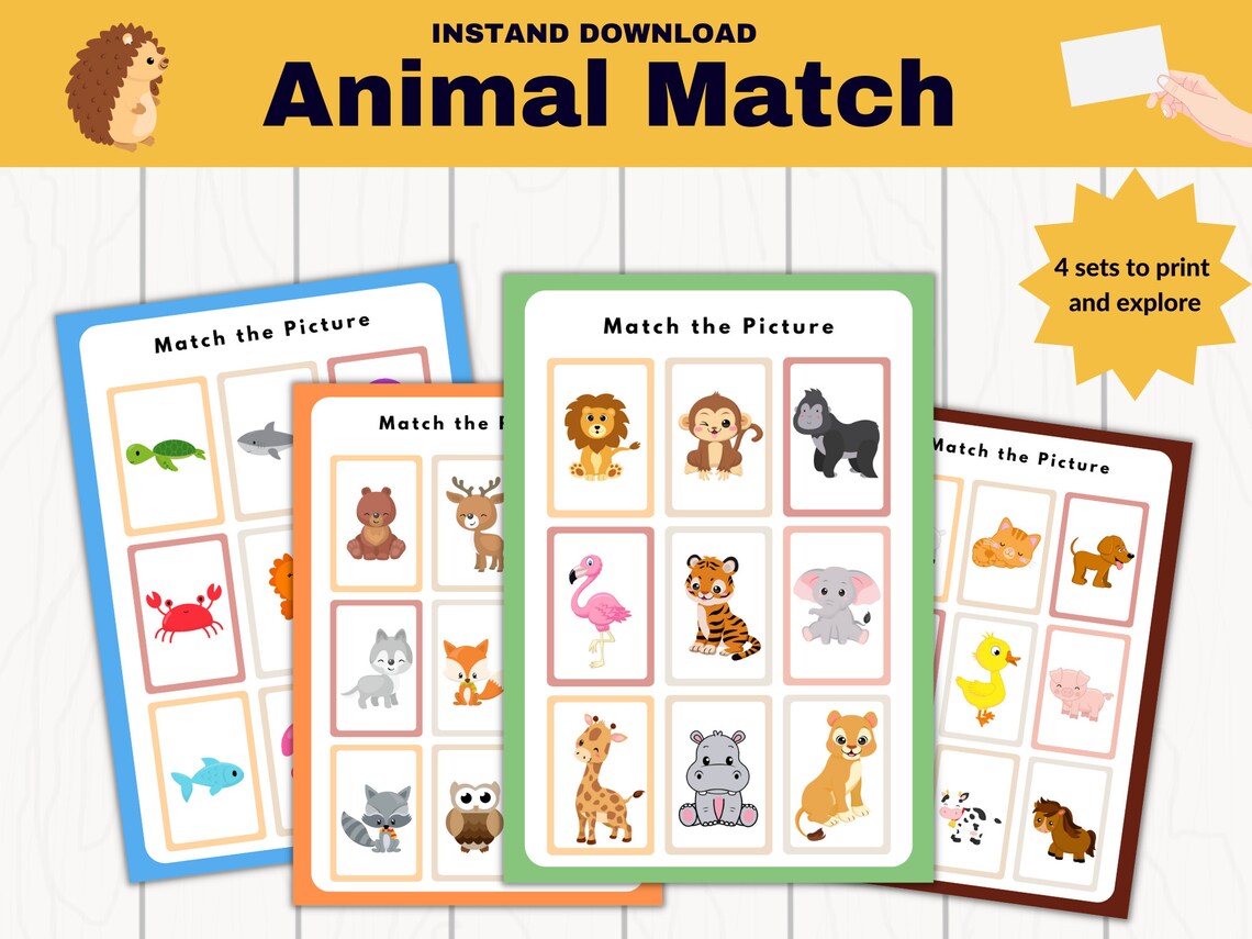 Zoo Preschool Printables, Animal Match Cards, Farm Animals, Sea Animals ...