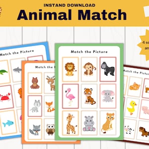 Zoo Preschool Printables, Animal Match Cards, Farm Animals, Sea Animals ...