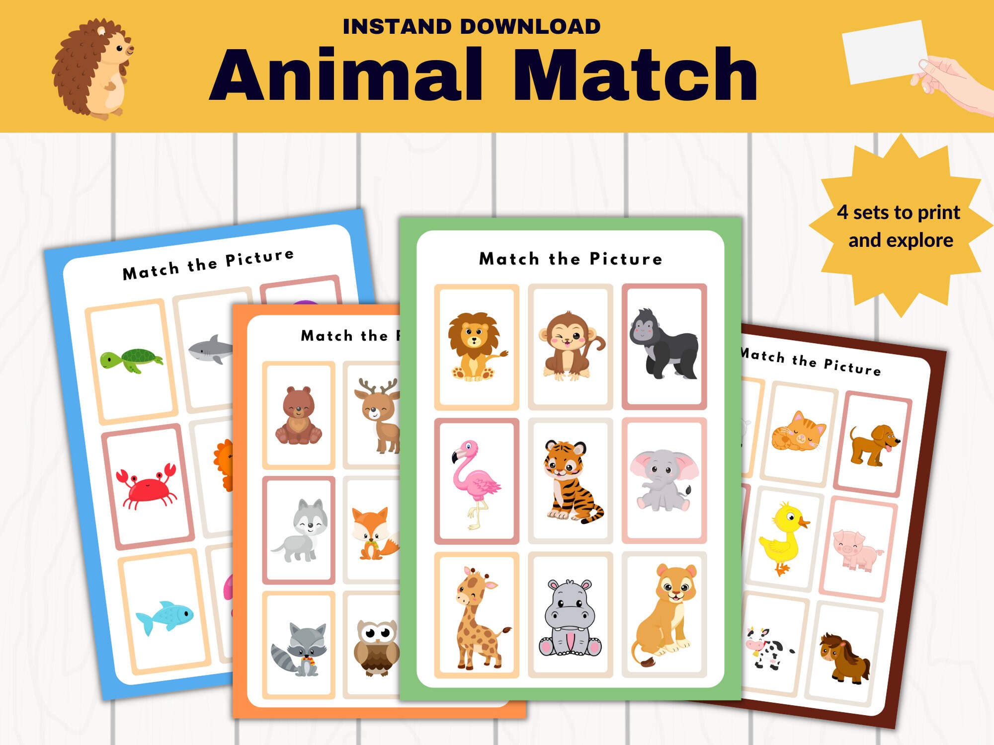 Zoo Preschool Printables, Animal Match Cards, Farm Animals, Sea Animals ...