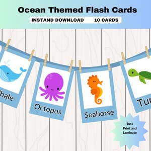 Preschool Ocean Themed Printable Flashcards, Toddler Flashcards ...