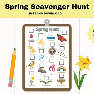 Toddler Scavenger Hunt Printable Spring Theme, Preschool Spring Topic ...