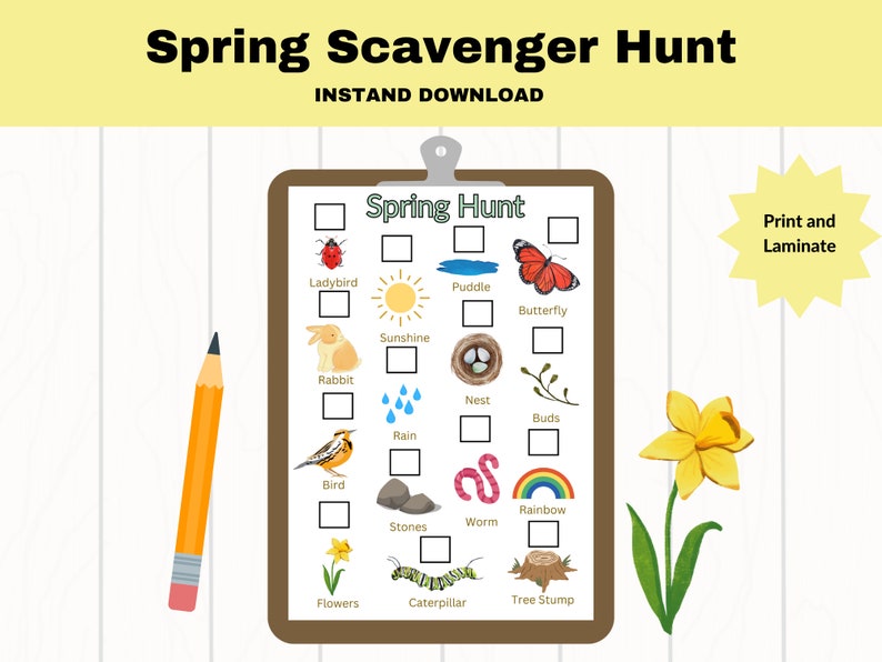 Toddler Scavenger Hunt Printable Spring Theme, Preschool Spring Topic ...