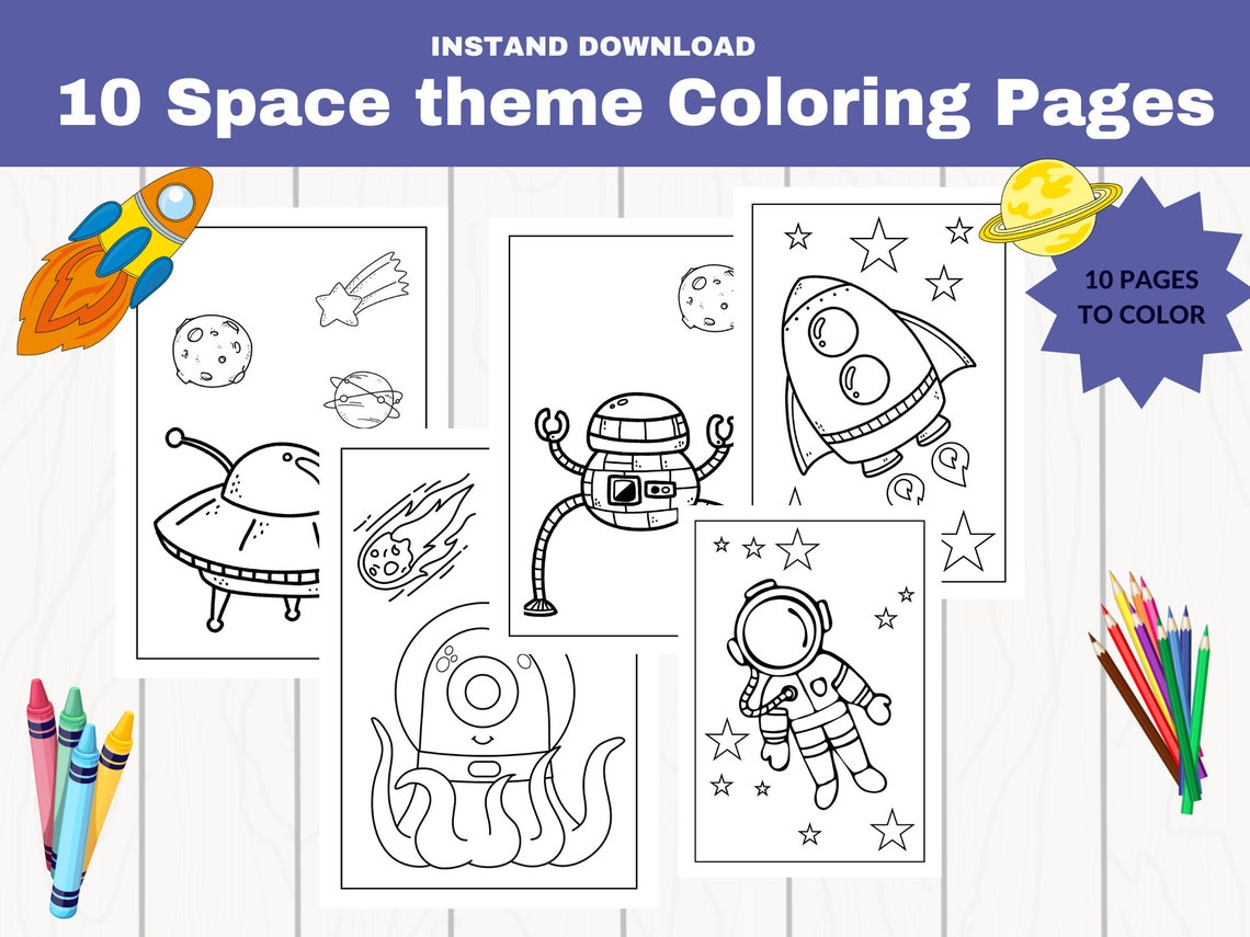 Preschool Space Theme Printables, Coloring for Toddlers, Fine Motor ...