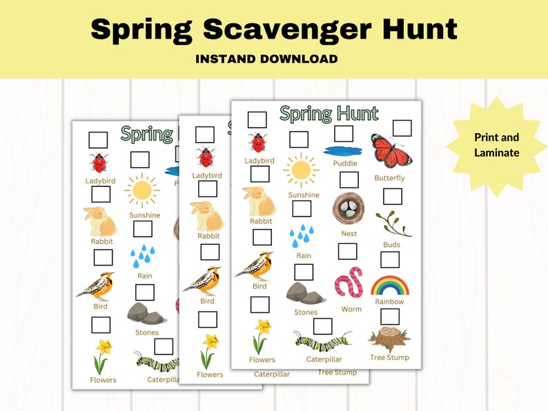 Toddler Scavenger Hunt Printable Spring Theme, Preschool Spring Topic ...
