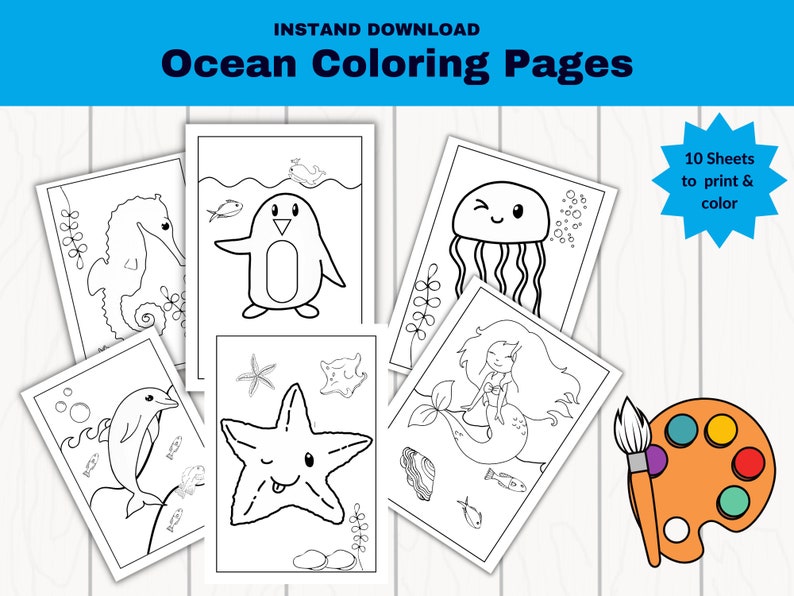Ocean Theme Printables Ocean Coloring Pages for Preschool - Etsy