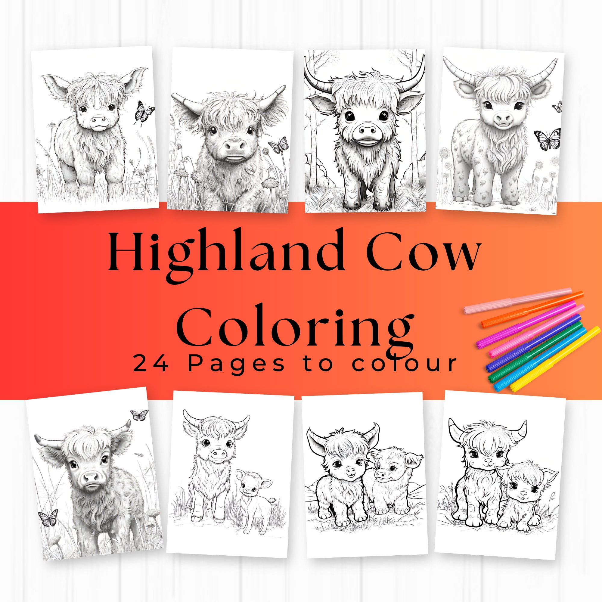Cow Coloring Pages for Adults, Highland Cows to Color In, Cute Cows 24 ...