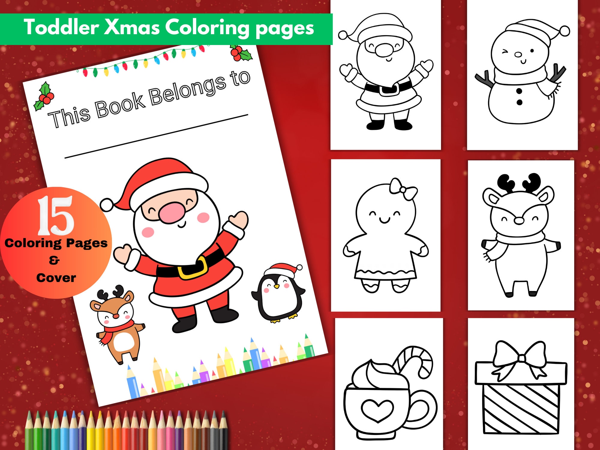 Printable Toddler Christmas Coloring Pages, Digital Download. Preschool ...