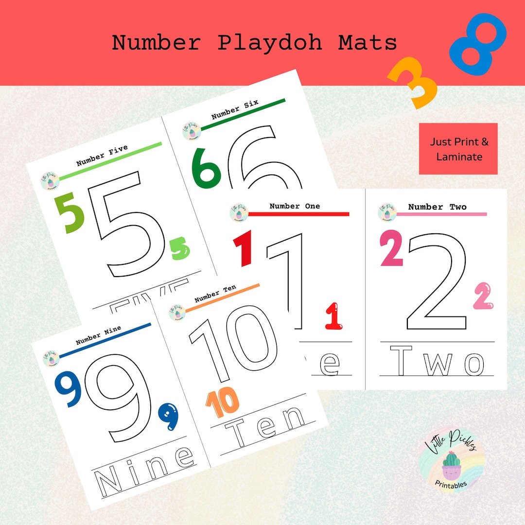 Number Play Doh Mats, Play Doh Mats for Preschoolers, Number Cards ...