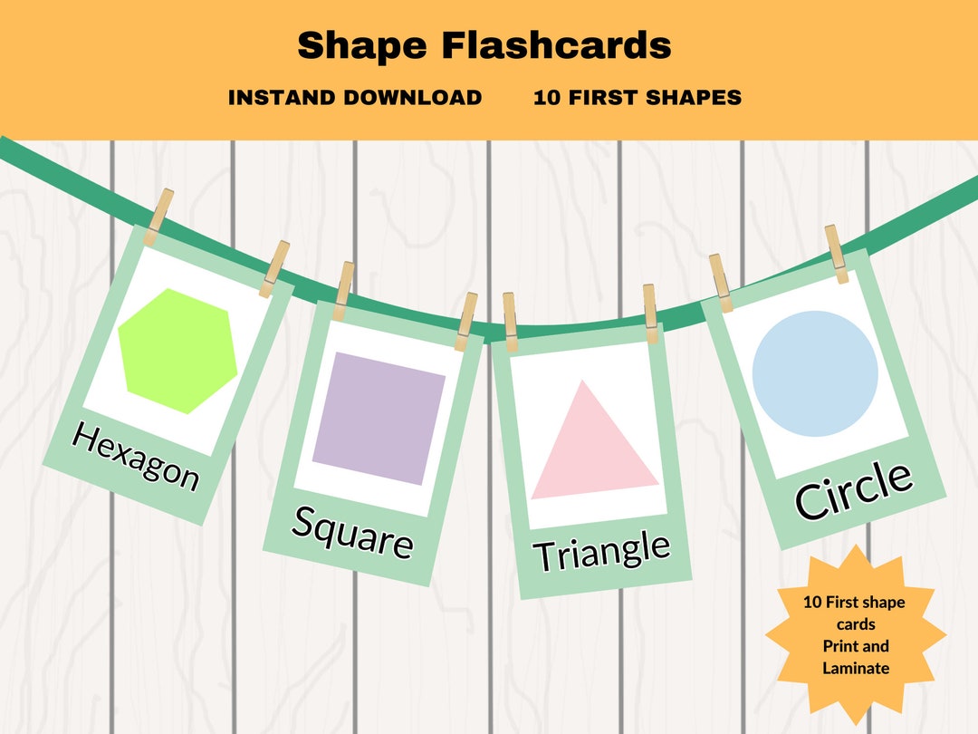 10 Colourful Shapes Flash Cards, Preschool Materials, Homeschool ...