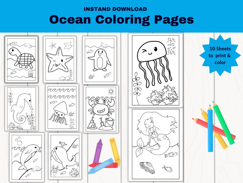 Ocean Theme Printables Ocean Coloring Pages for Preschool - Etsy