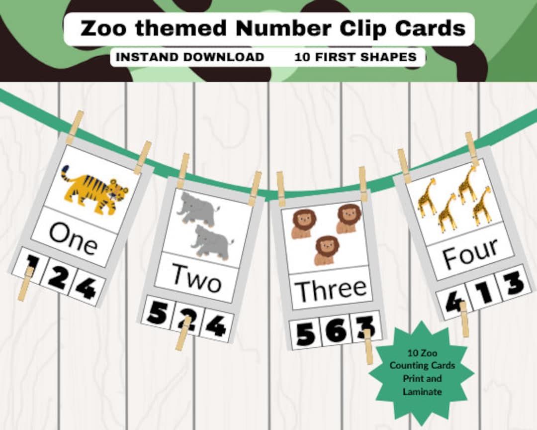 Preschool Zoo Printables, Number Clip Cards, Montessori Curriculum ...
