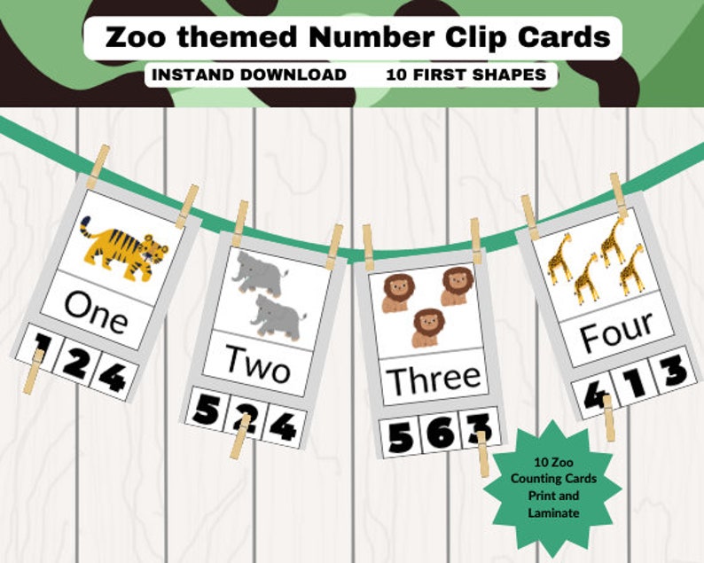 Preschool Zoo Printables, Number Clip Cards, Montessori Curriculum ...