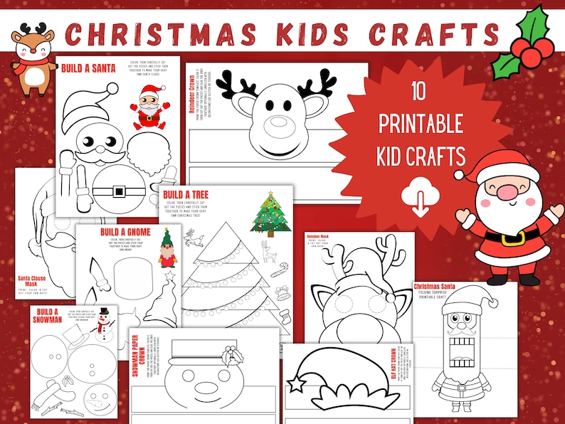 Printable Kids Christmas Craft Kit/ Perfect for Holiday Crafting/ Fun ...