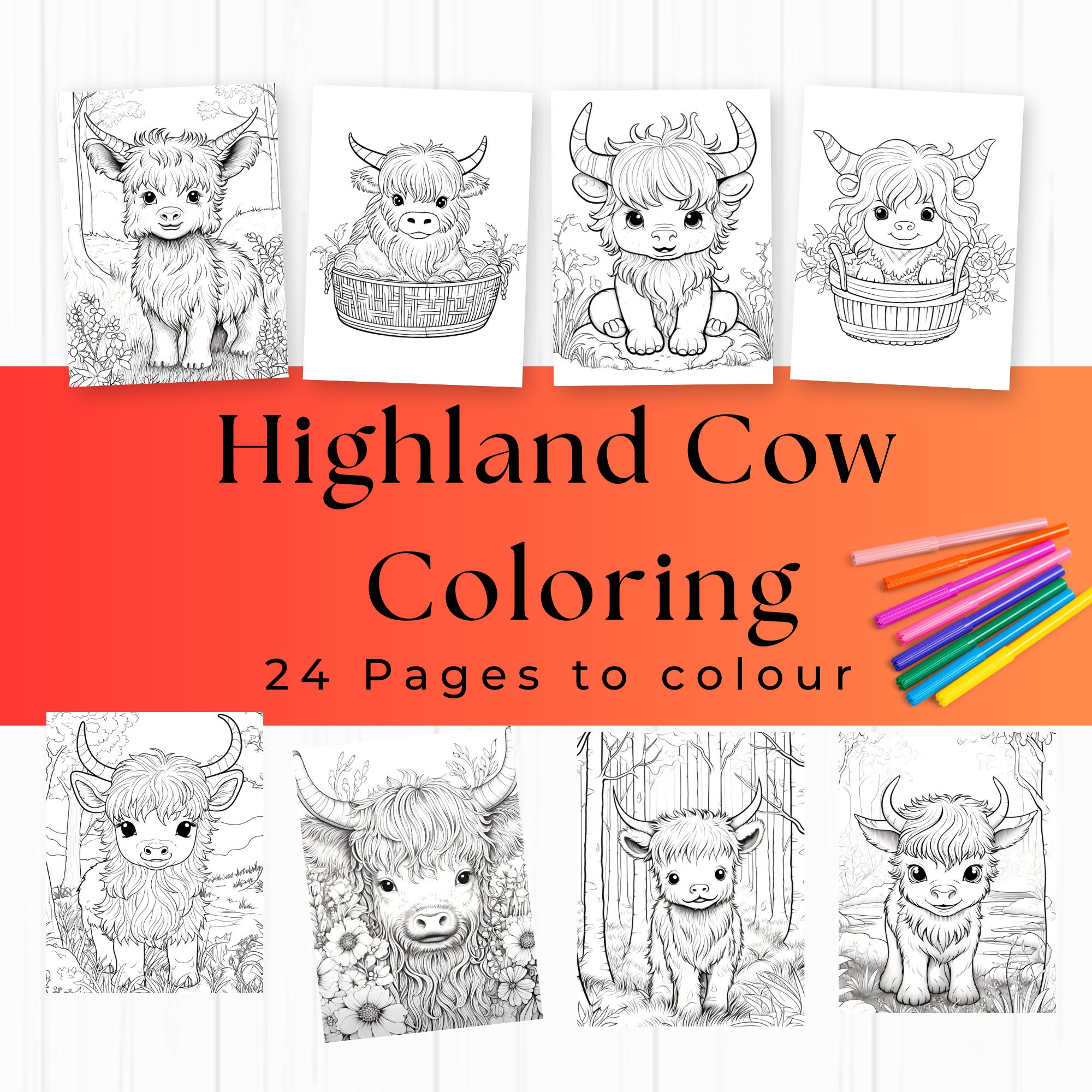 Cow Coloring Pages for Adults, Highland Cows to Color In, Cute Cows 24 ...