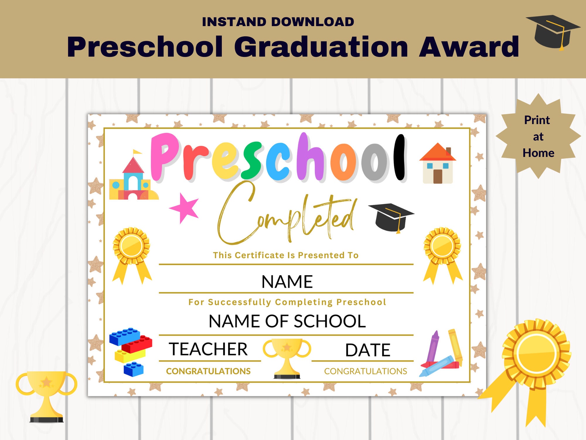 Preschool Graduation Award Certificates